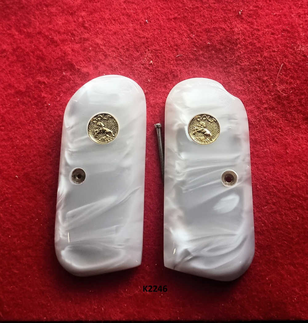 Kirinite White Pearl Grips w/Gold Colt Mdlns for Colt 1903/08 Models ...