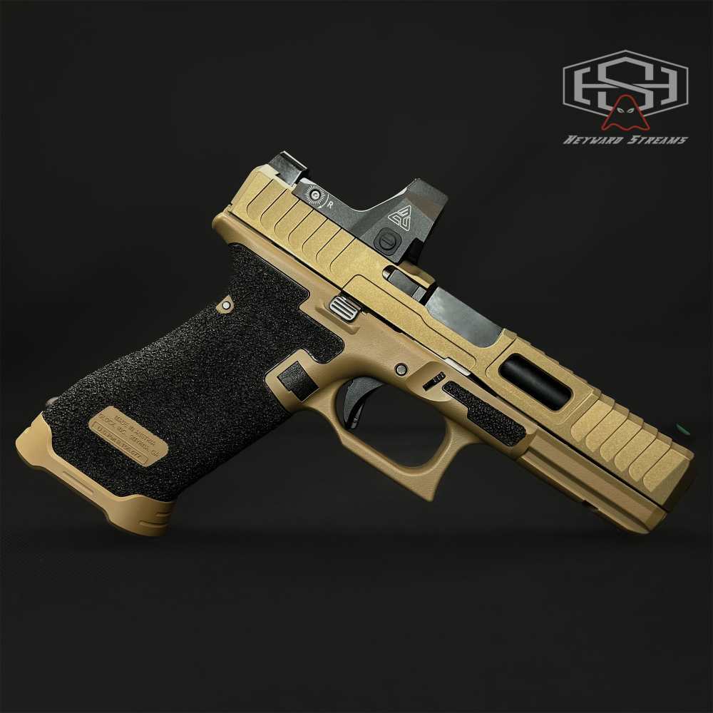 Custom Glock 17 Gen 5, Stippled, ZPS.1 Slide, G19X Cerakote, 9mm - Semi ...