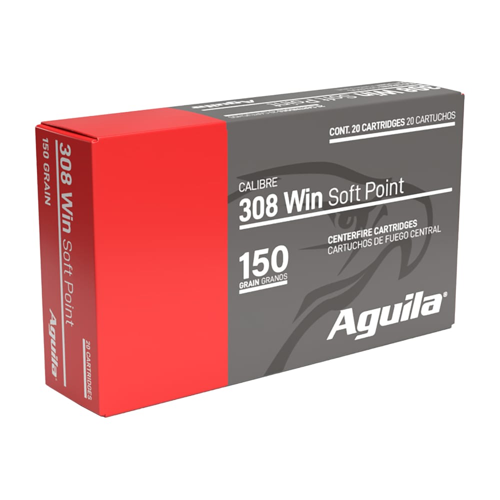 Aguila Ammo .308 Soft Point 150 Gr. 20 rds Brass Case 8090AG NIB No CC ...
