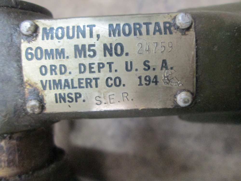 WW2 USGI 60mm Mortar M2 Bipod, Baseplate and 2 Practice Rounds - WWI ...