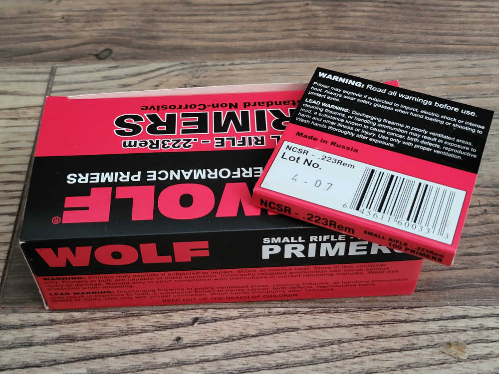 Wolf Small Rifle .223 Rem Primers Standard Non-Corrosive 1000 New Old ...