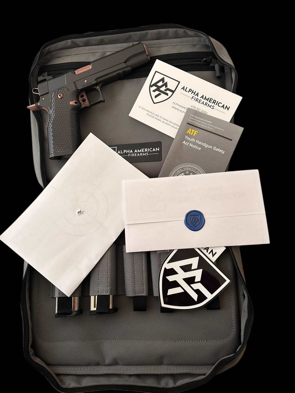 ALPHA AMERICAN AAF-4 DOUBLE STACK 9mm BLACK ROSE GOLD . OPTIC CUT SS ...