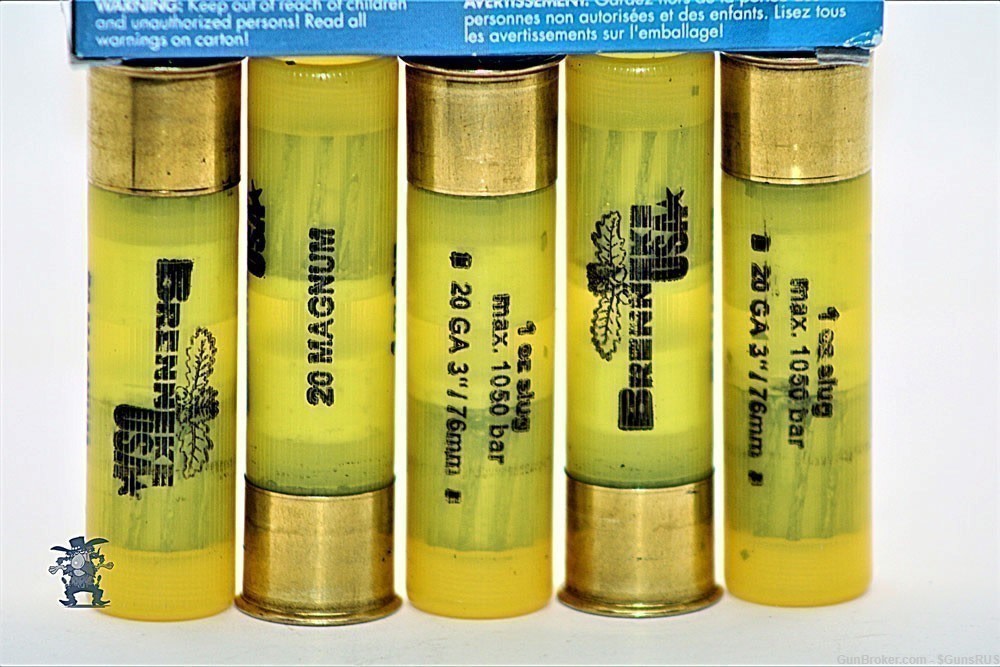 BRENNEKE 20 GA MAGNUM 3" 1oz Silver Slug Smooth & Rifled Bore Slugs 5 ...