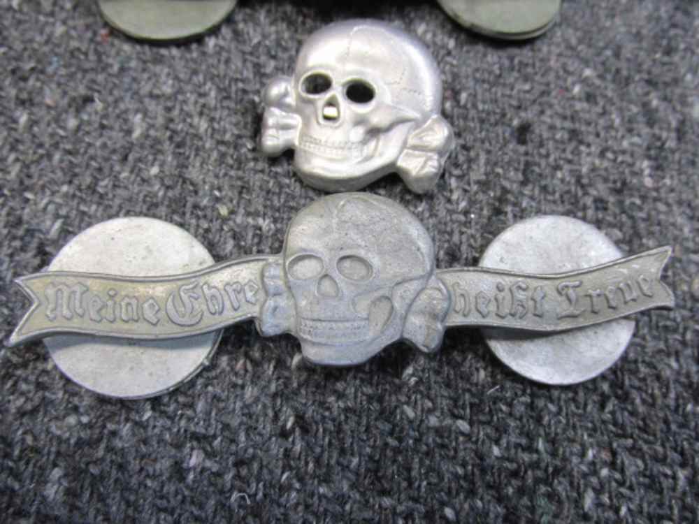 LOT OF 3 REPRODUCTION WWII GERMAN SKULLS/SS UNIFORM INSIGNIA - WWI ...