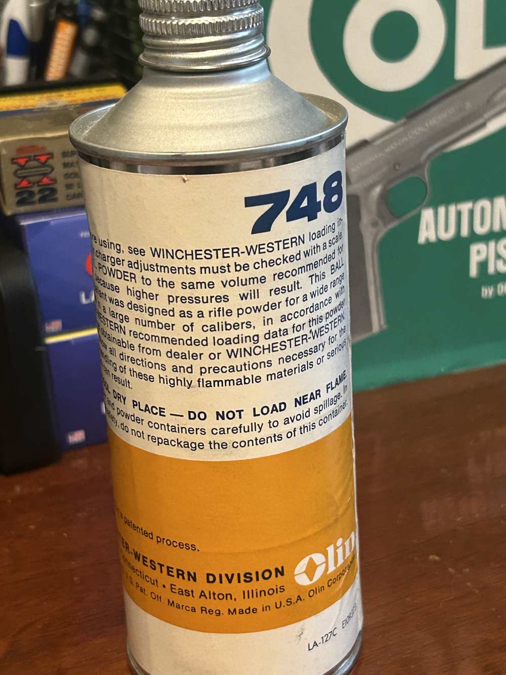 748 Ball Powder 1 Pound in Metal Can Winchester Western - Reloading ...