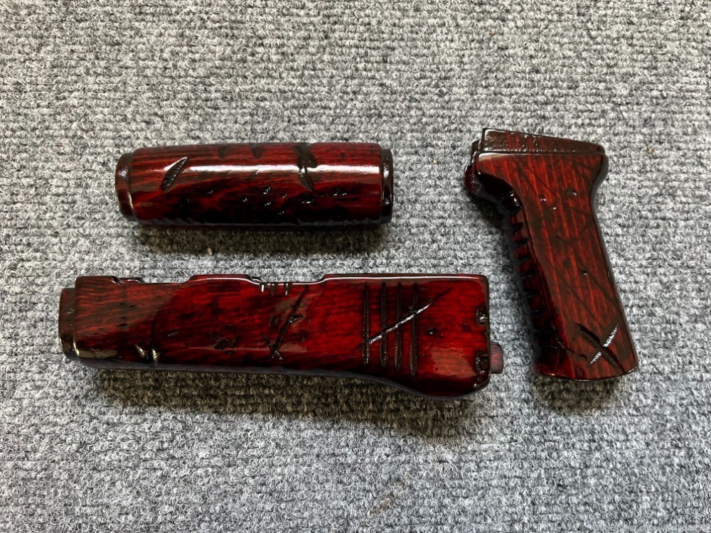 Blood Red Battle Scarred Solid Wood AK Handguard and Pistol grip Set ...