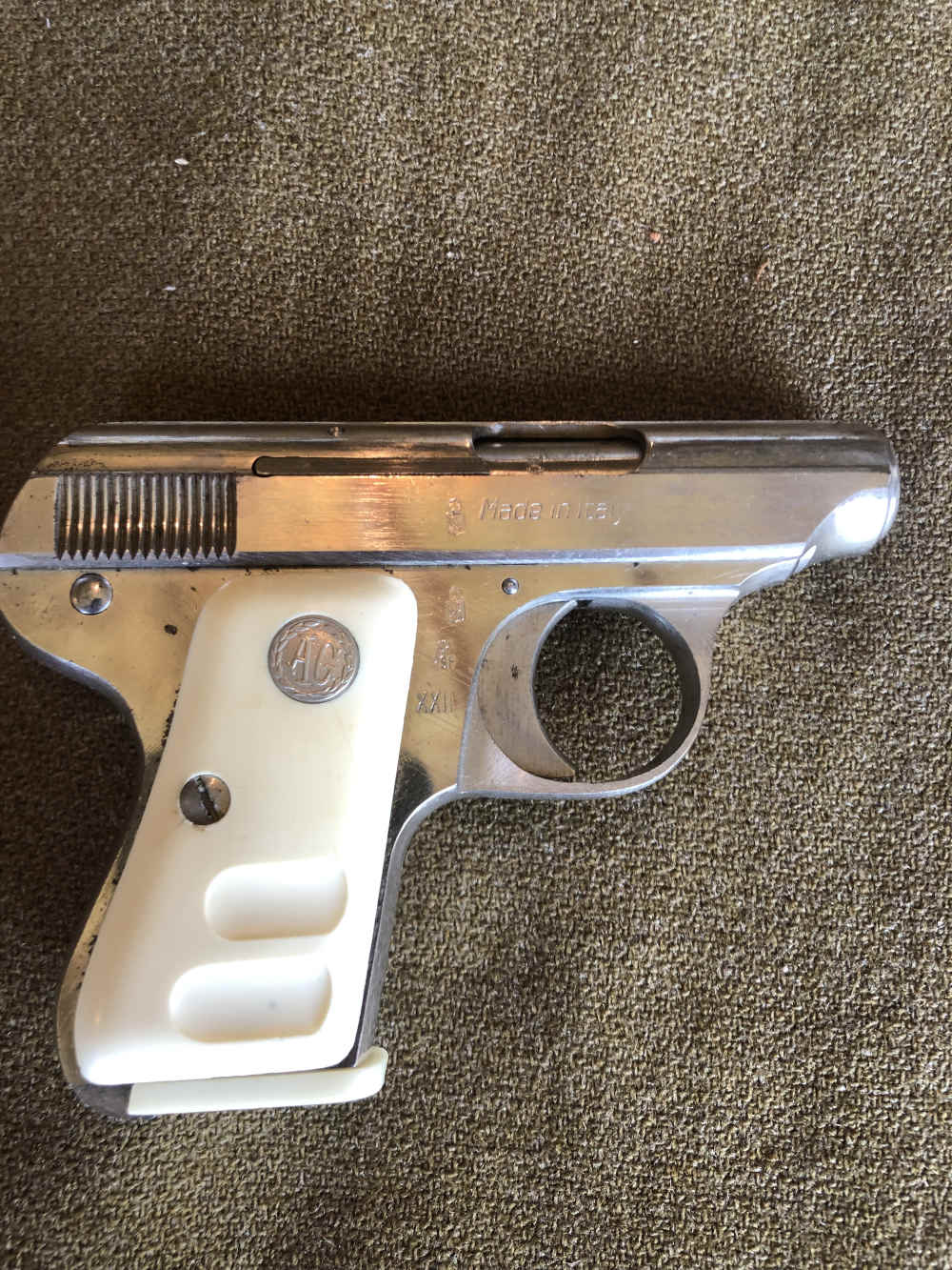 1966 Galesi-Brescia 6.35MM SEMI AUTO PISTOL .C&R ok. 25 ACP Rare Nickel! - Curios & Relics at ...