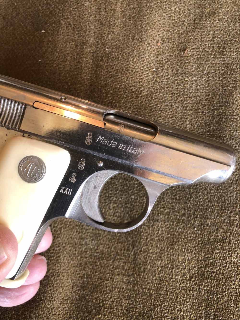 1966 Galesi-Brescia 6.35MM SEMI AUTO PISTOL .C&R ok. 25 ACP Rare Nickel! - Curios & Relics at ...