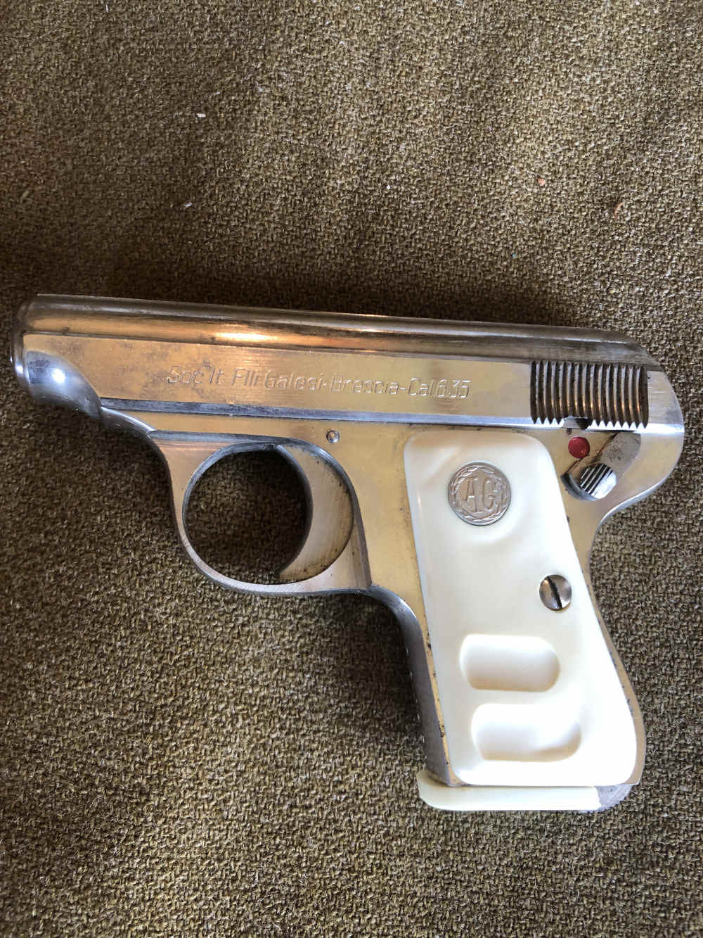 1966 Galesi-Brescia 6.35MM SEMI AUTO PISTOL .C&R ok. 25 ACP Rare Nickel! - Curios & Relics at ...