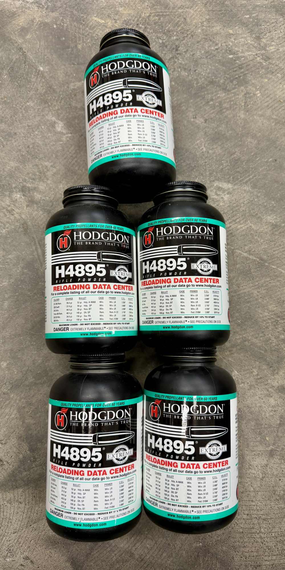 Hodgdon H4895 Powder 5 Jugs $.01 Penny No Reserve Auction - Reloading ...