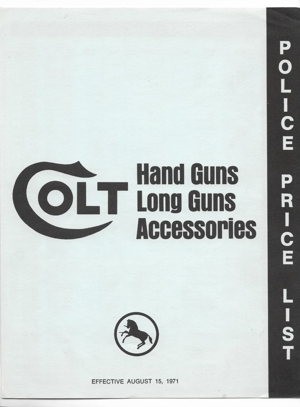 Original 1971 Colt Industries Handguns Long Guns Police Price List ...