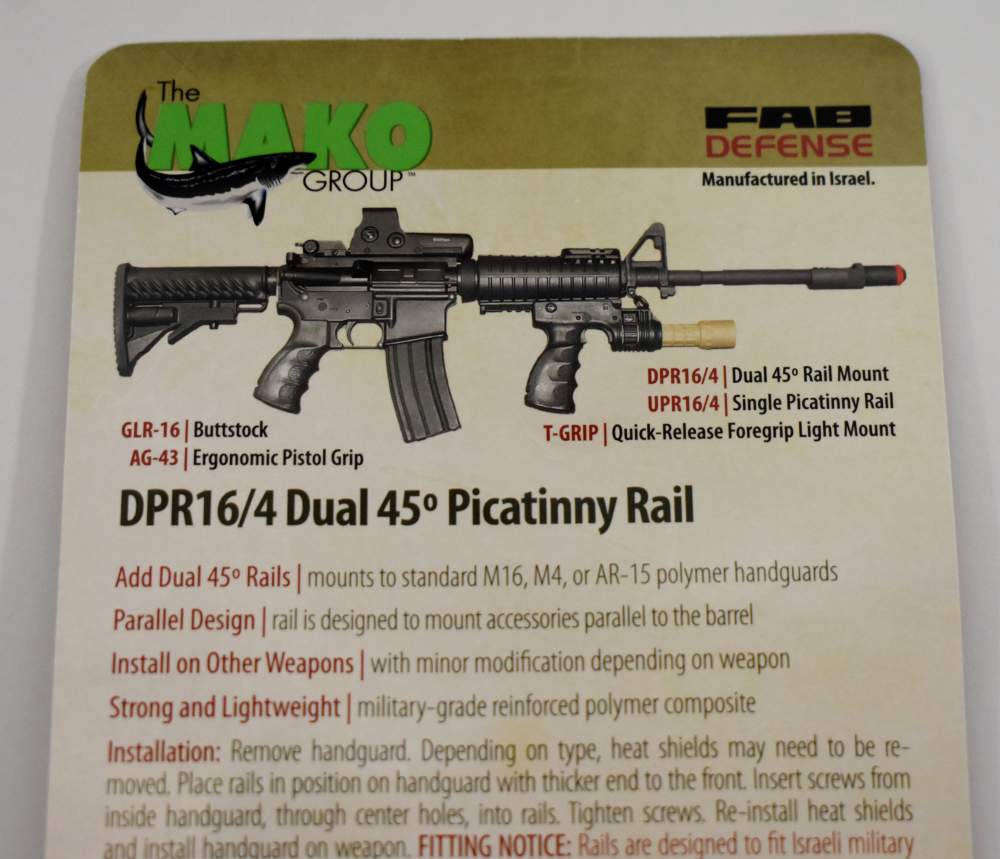 FAB Defense / Mako Group DPR16/4 Dual 45 Degree Rails for M16, M4 & AR-15 - AR Stocks, Forends ...