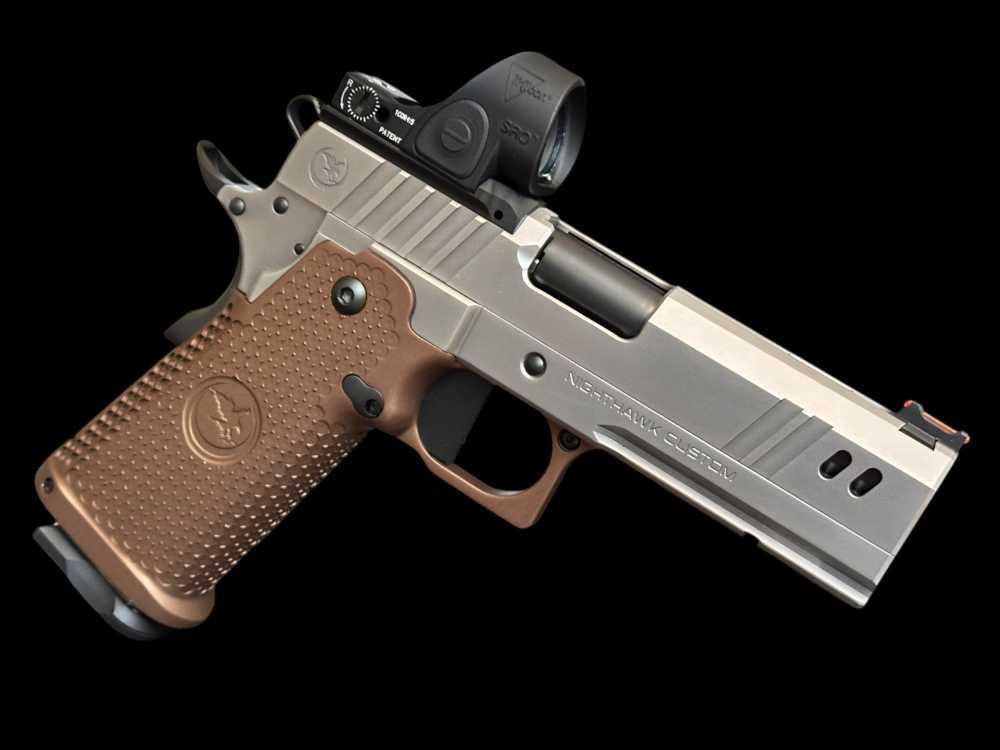 NIGHTHAWK CUSTOM BDS9 COMM 4.25” DS 9mm SILVER PVD AND SANDHAWK GRIPS ...