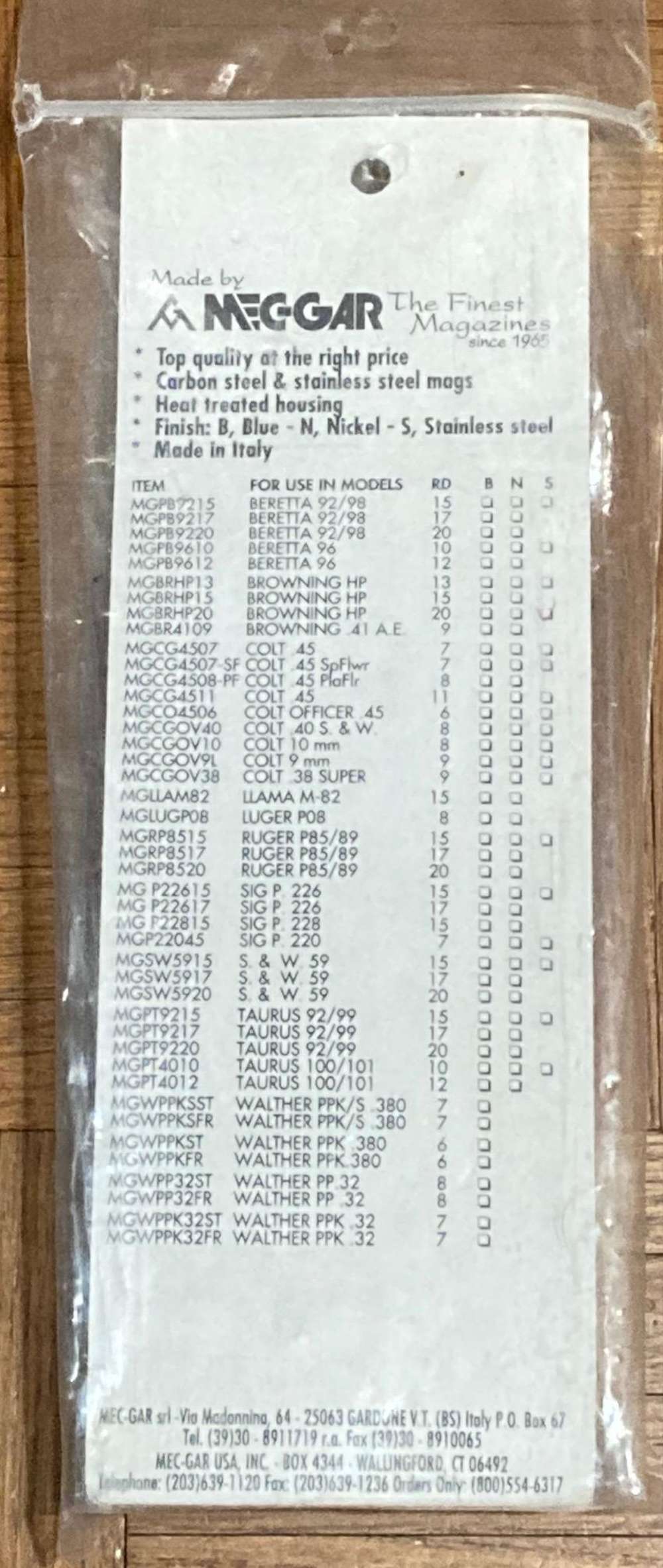 Browning Hi Power 9mm 20 rd Magazine New Mec-Gar MGBRHP20S High Power - Pistol Magazines ...