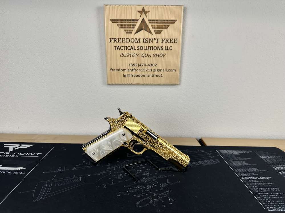 RIA-M1911-A1 Custom 1911 24K Gold / Nickel Engraved 9mm - Semi Auto ...