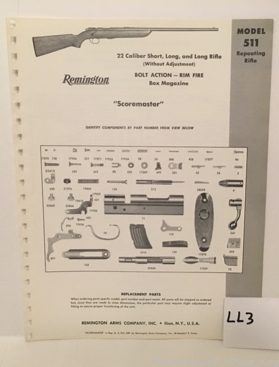Orig Remington Model 511 Parts List Schematic Diagram - Other Gun ...