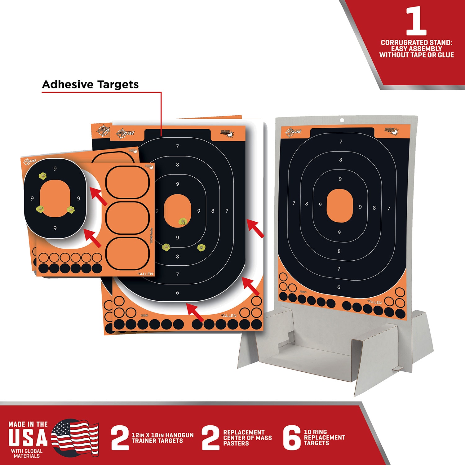 EZ-Aim Splash Trainer Kit & Target Stand Self-Adhesive Paper Handgun ...