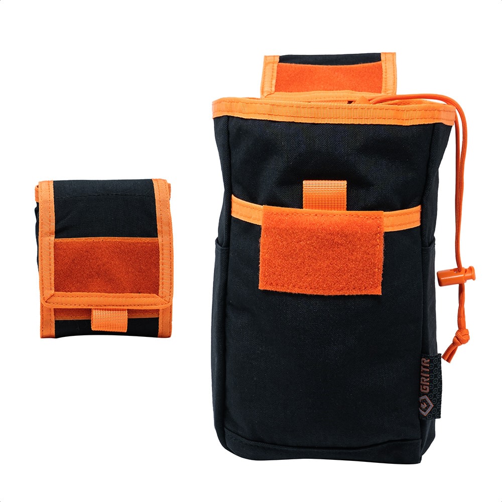 GRITR Tactical Molle Dump Pouch, Foldable Dump Bag, Black with Orange ...