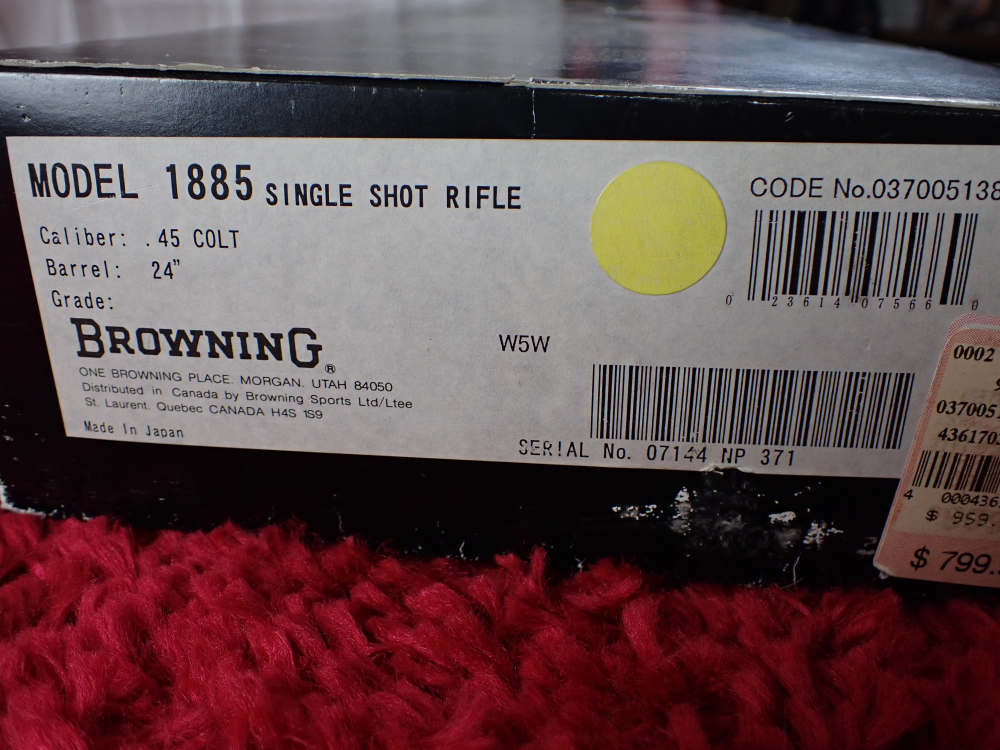 Browning 1885 Low Wall 45 LC 24" Half Octagon Half Round Brl Mfg 1998 ...