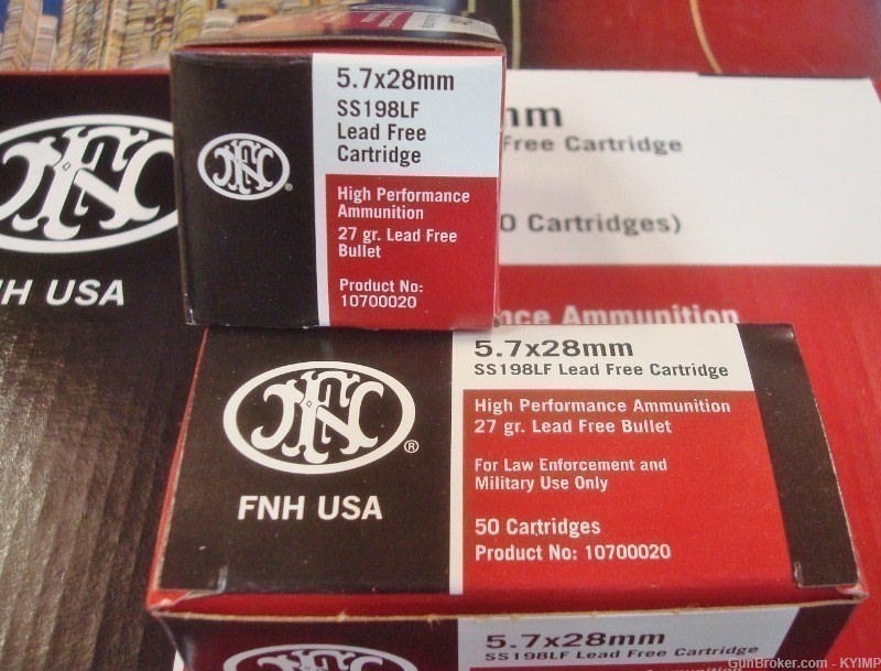 100 FN 5.7x28 SS198 27 grain SS198LF L.E. HP New Ammo 5.7 FN PS90 ...