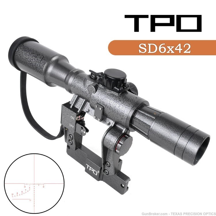 SVD Dragunov Scope 6X42mm POSP Rifle Scope with Side Rail Mount ...