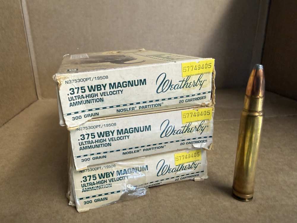 Weatherby 375 Weatherby Magnum 300 gr Nosler Partition 60 rounds ...