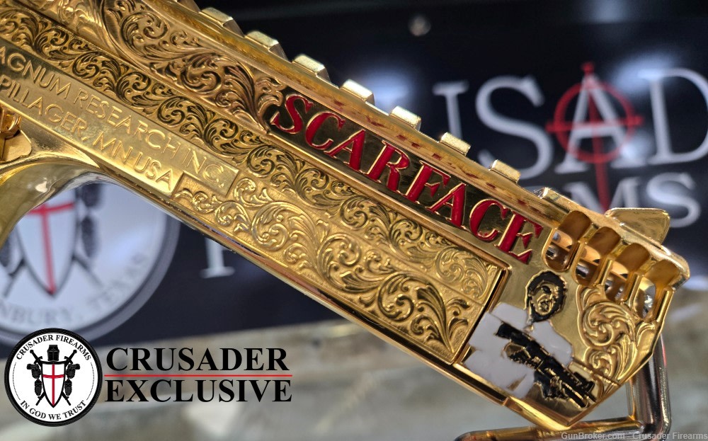 CUSTOM "SCARFACE" 24CT GOLD PLATED & ENGRAVED DESERT EAGLE 50AE #1OF50 ...