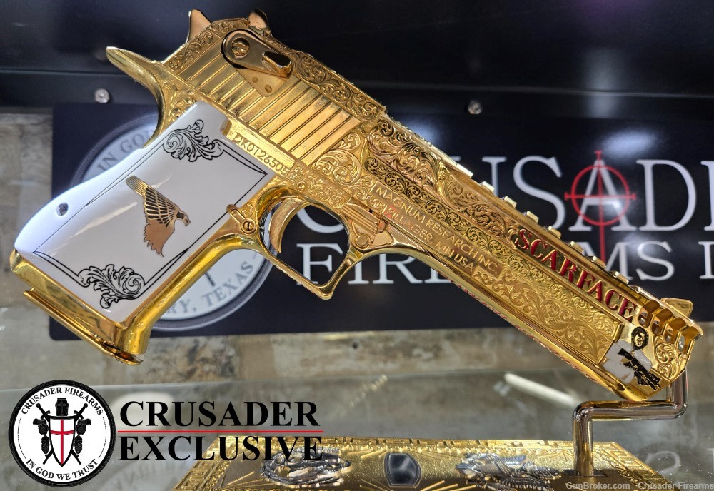 CUSTOM "SCARFACE" 24CT GOLD PLATED & ENGRAVED DESERT EAGLE 50AE #1OF50 ...