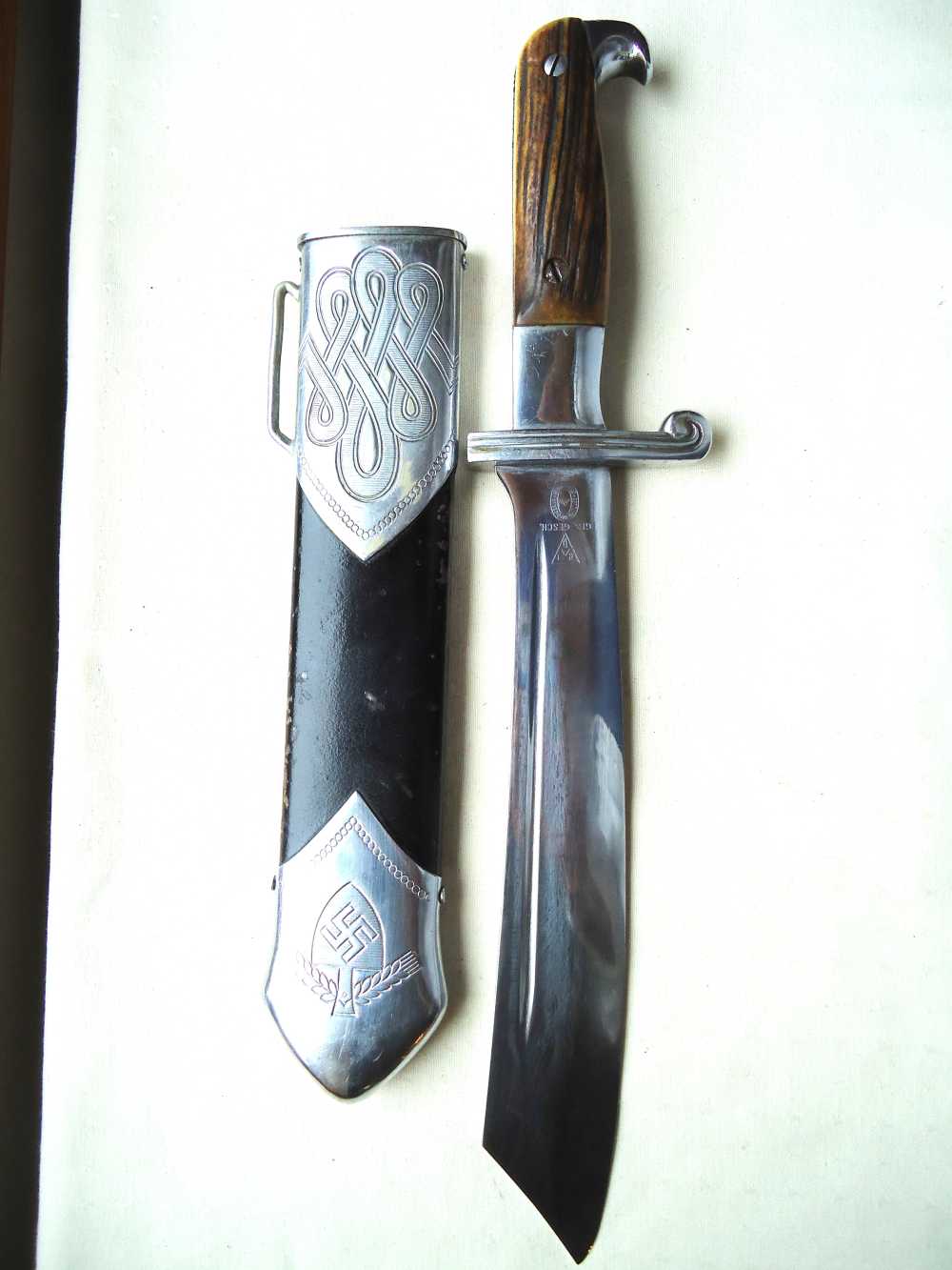 German WWII Stag Handle Rad Hewer Dagger - Daggers at GunBroker.com ...
