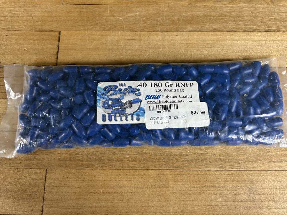 The Blue Bullets 40 Caliber .400 Diameter 180 Gr Coated RNFP 100 EA ...