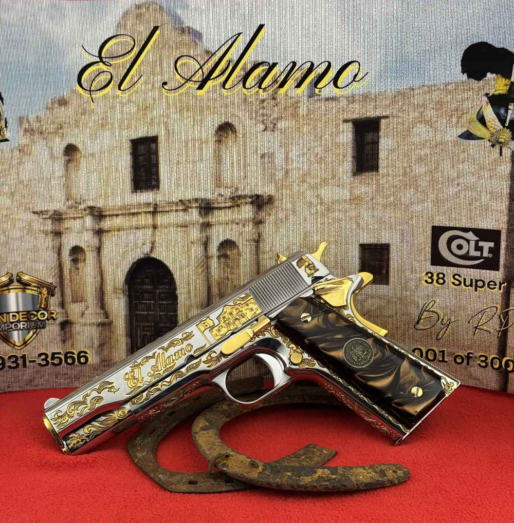 Colt 38 Sup. "El Alamo" Collectors Dream 001/300-Dress in 24K Gold - Commemorative Guns at ...