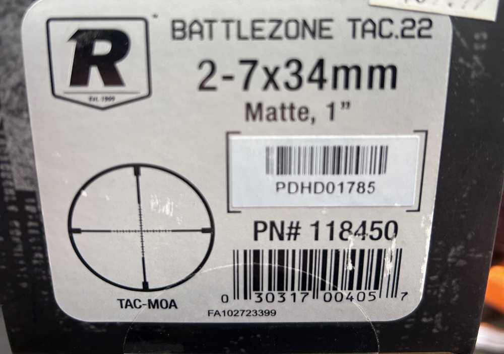 Redfield Battlezone TAC22 Tactical Riflescope - 2-7x34mm NEW OLD STOCK ...