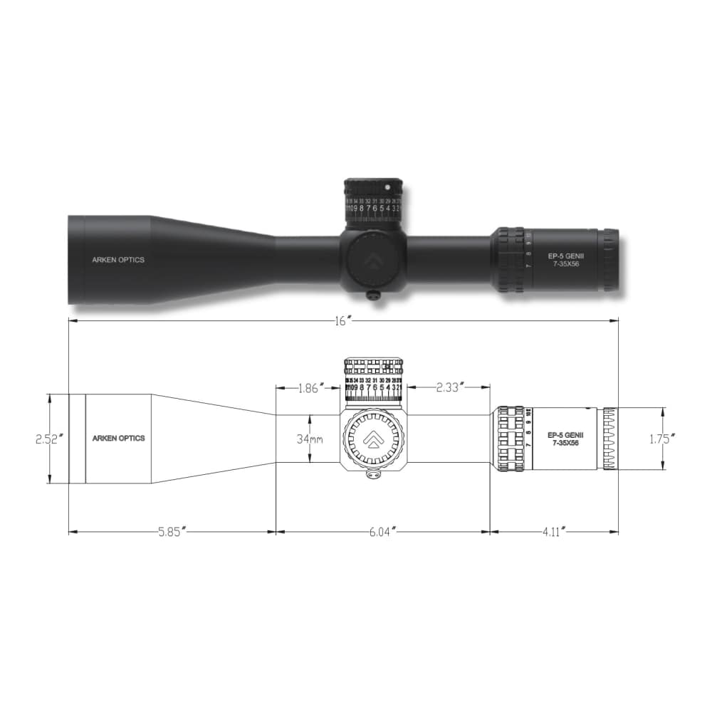 ARKEN OPTICS EP-5 GEN2 7-35x56 FFP Illum MIL VPR Reticle Zero Stop 34mm ...