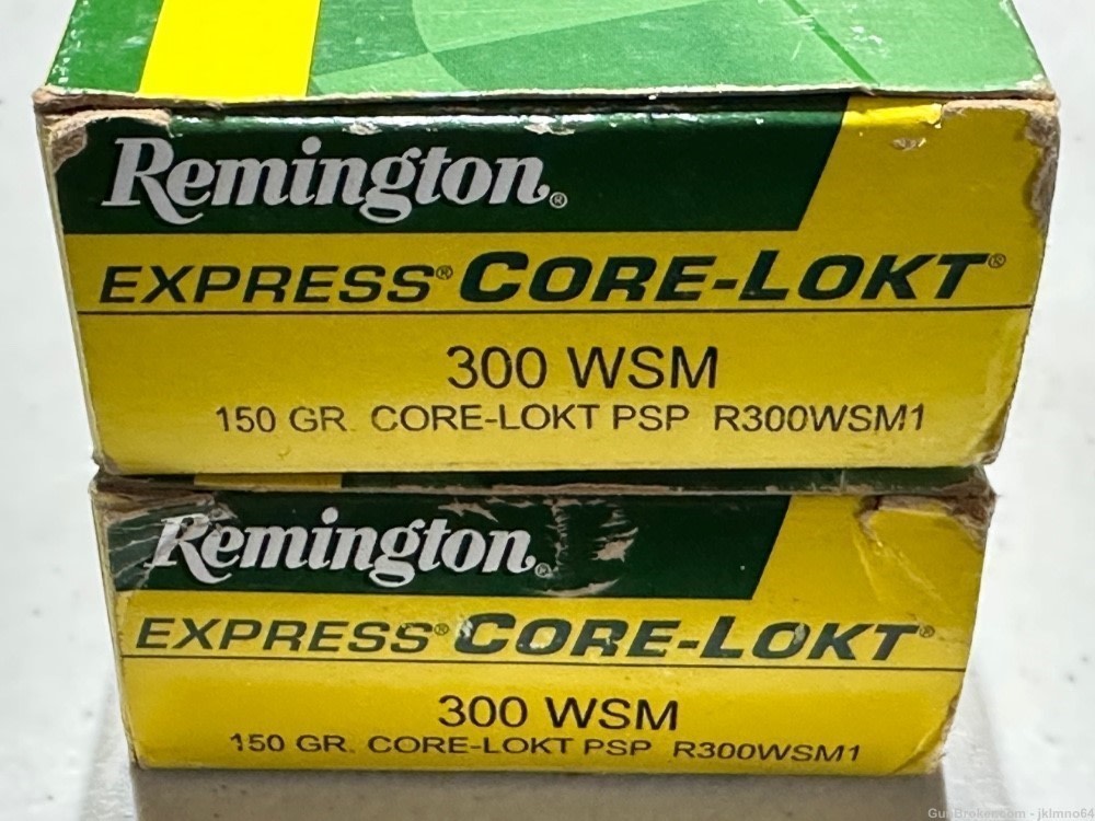 40 rounds of Remington 300 WSM 150gr Core-Lokt PSP brass cased rifle ...