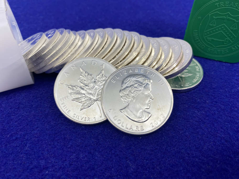Full Tube (20 coins) 1oz PURE SILVER Canadian Silver Maple Leaf *20 ...