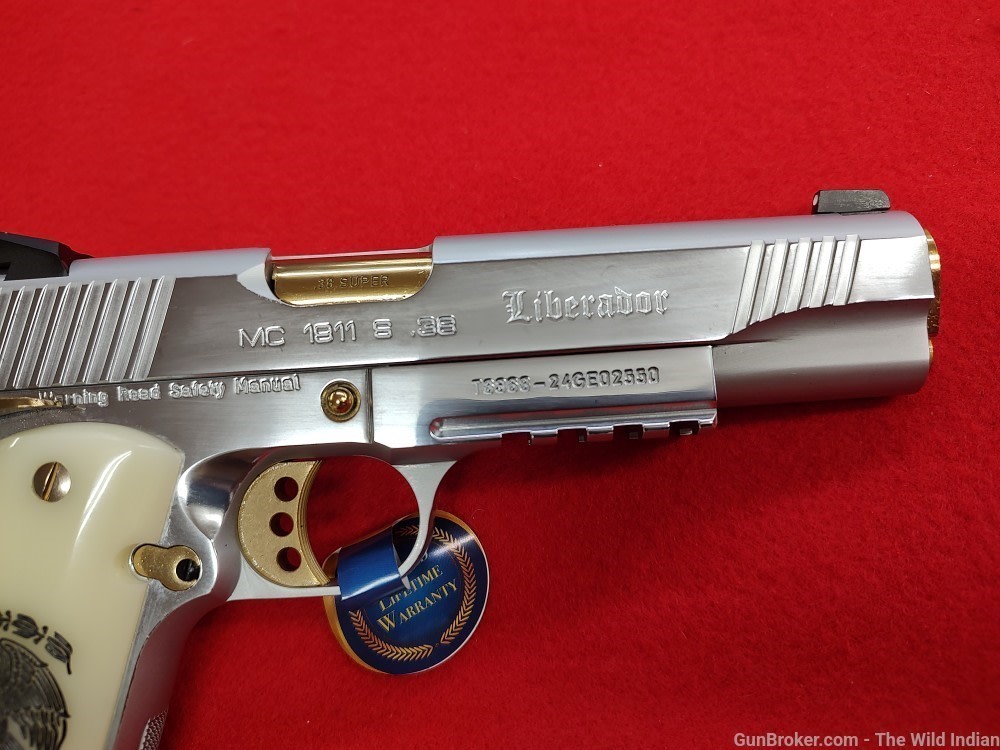 GIRSAN MC1911S LIBERADORE 38 SUPER CHROME/GOLD ENGR. 8RD - Semi Auto ...