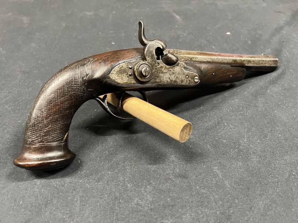 Antique Percussion pistol Belgian 65 cal smooth bore 7.5” bbl ...