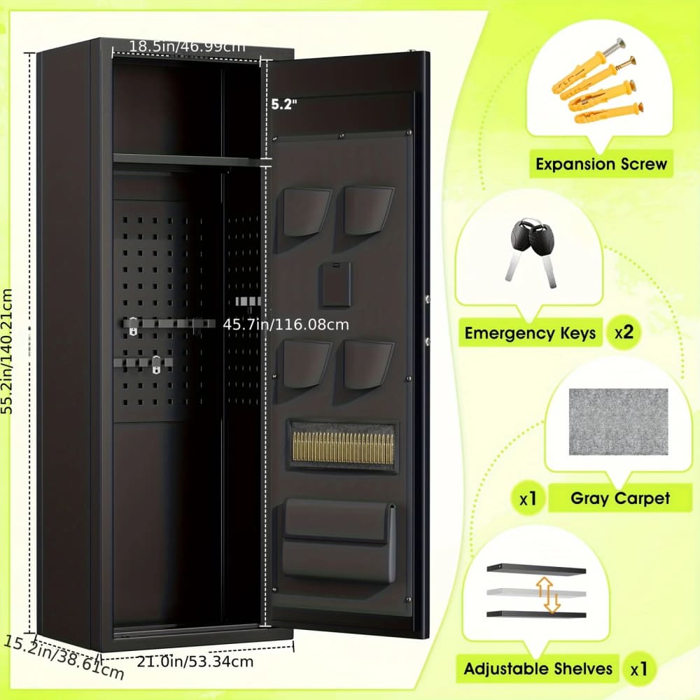 Large Gun Safe w/Quick Access Entry + Customizable Interior 55"x15"x21 ...