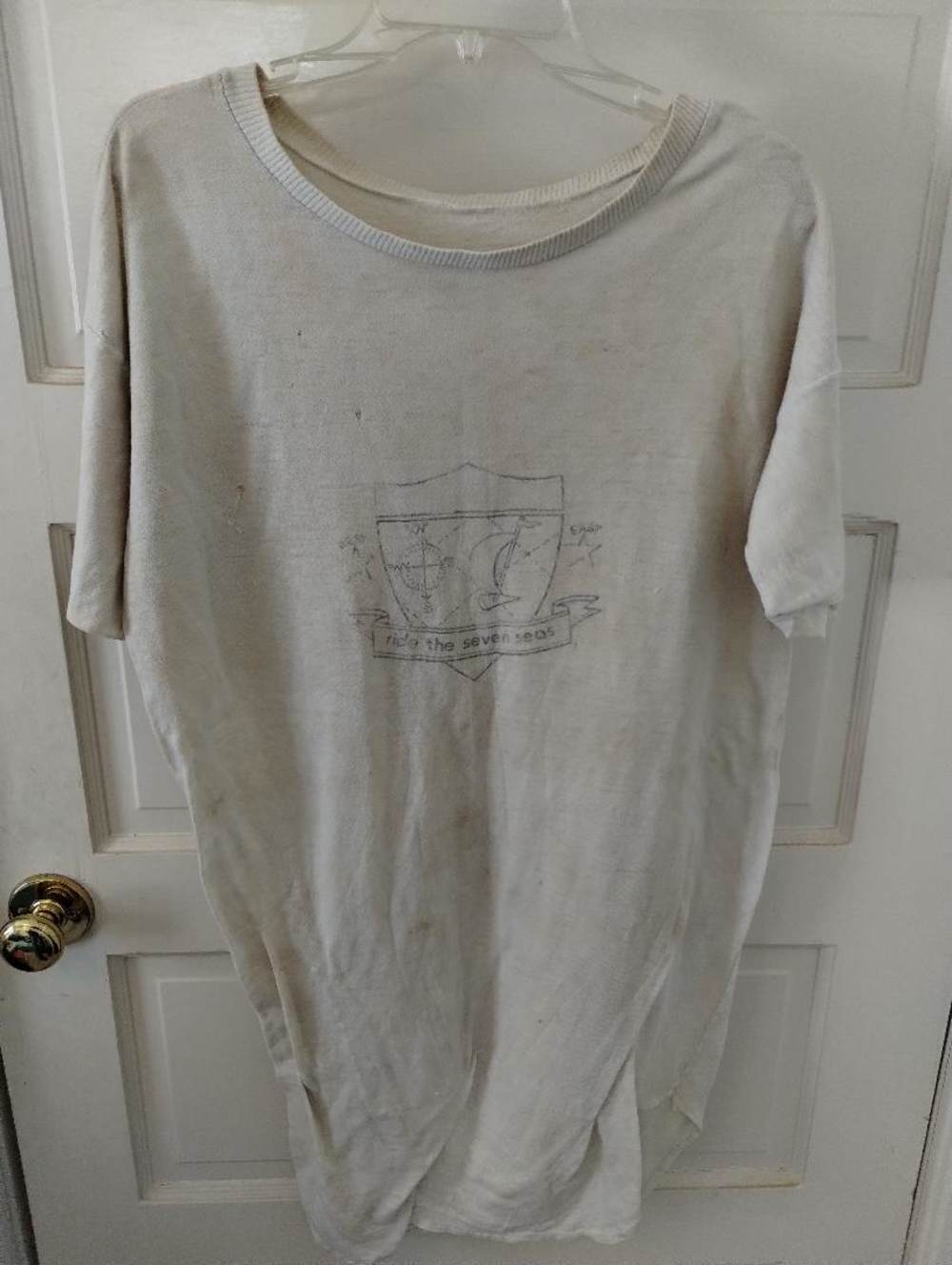 Vintage US Navy Ride The Seven Seas Nautical Old Style Skivvy Shirt L ...