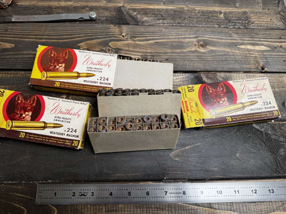 Weatherby .224 Magnum Fox Box Unprimed Brass Cases 224 Reloading 60 ...