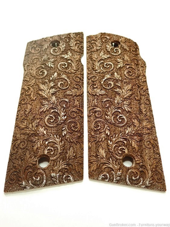 -Walnut Floral Scroll Coonan .357 Grips - Pistol Grips at GunBroker.com ...