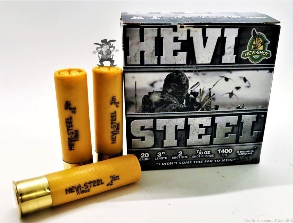 20 Gauge HEVI STEEL 3" No.2 Shot 7/8oz 20 ga 1400 FPS Hevi Shot 25 ...