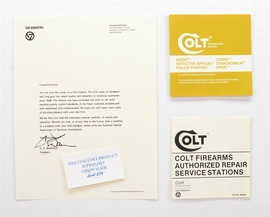 Colt Agent, Det. Spec., Police Pos., Cobra, D-Back, 1979 Manual, PLUS ...