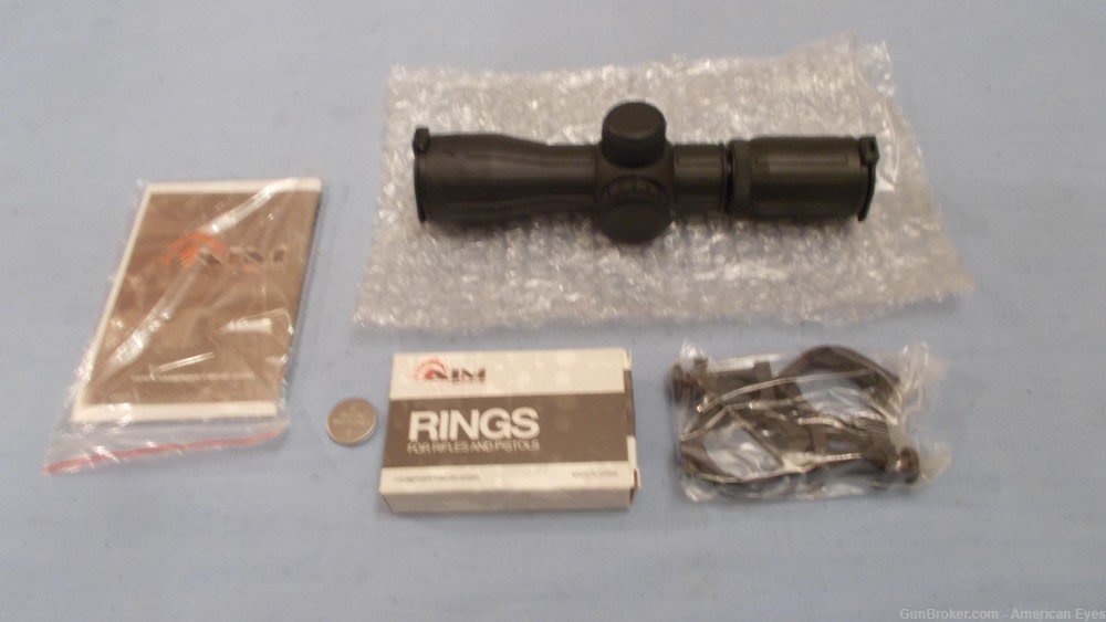 AIM SPORTS SCOPE 4X30 ILLUMINATED ARMORED SCOPE & RINGS NOS - Scopes at ...