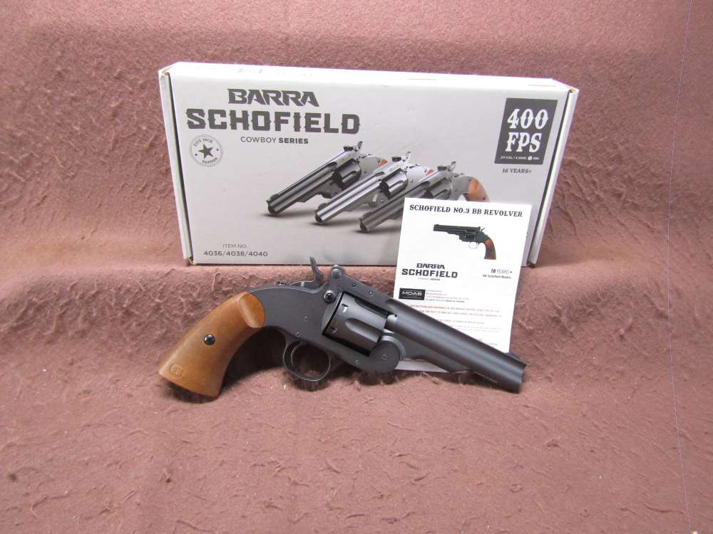Barra Schofield .177 Cal CO2 6 Shot Revolver 5" BRL Gunmetal 4036 - Air ...