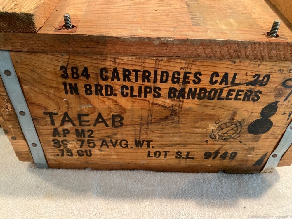 Rare! Complete crate of USGI .30 cal M2 AP Black Tip bandos/enblocs ...
