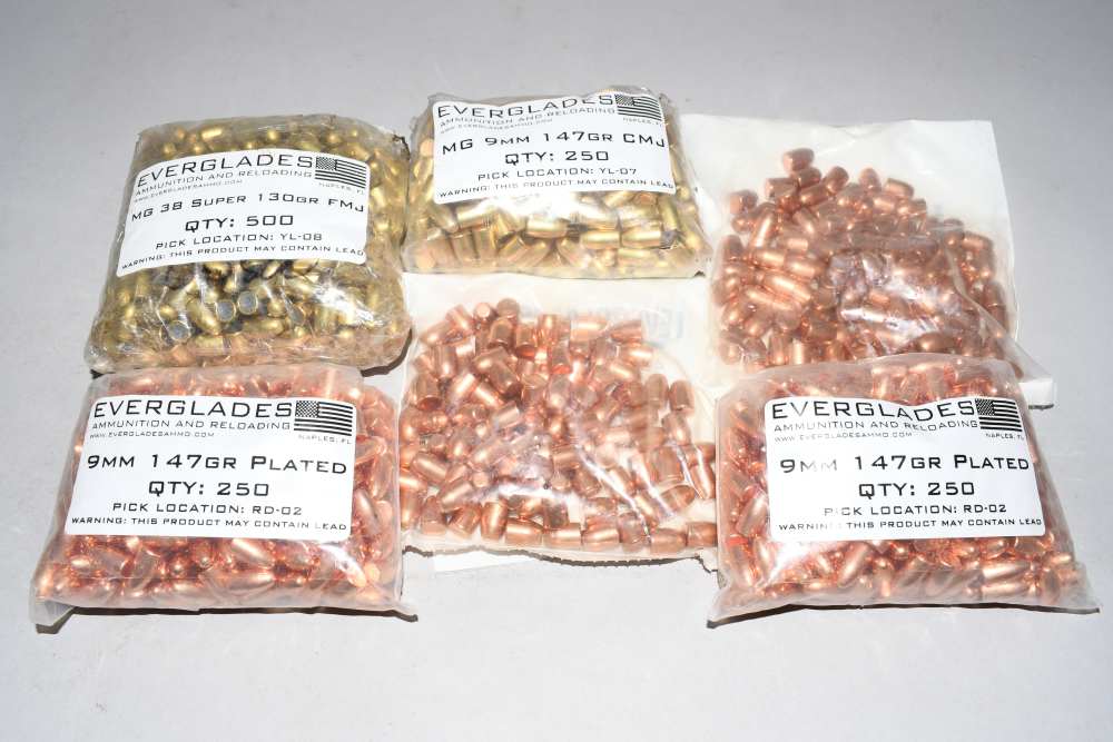 Large Assorted Lot Everglades Bullets 9mm 40 cal 38 super 1450 Total ...