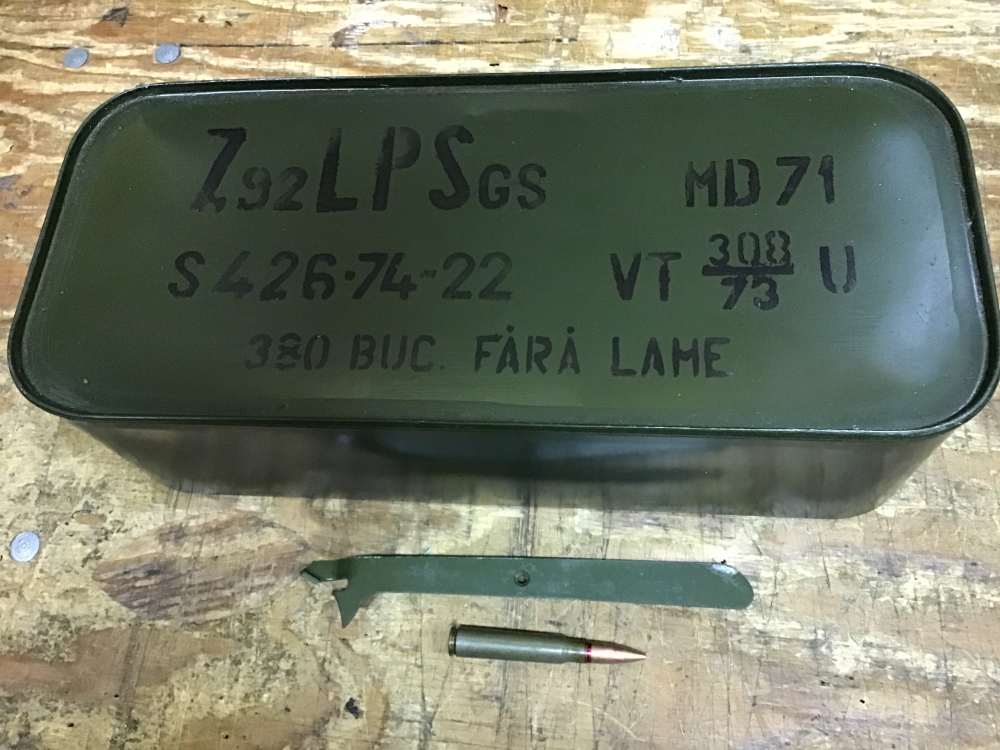 Romanian 8mm Mauser 7.92 lps sealed 380 Round Spam Can 154 Grain Fmj ...
