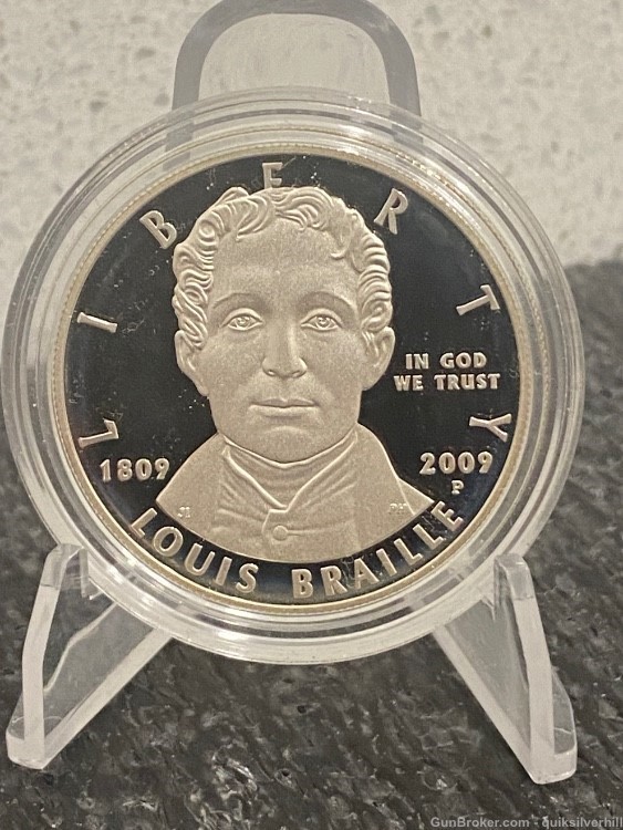 Beautiful 2009 P US Proof Commemorative Louis Braille Silver Dollar ...