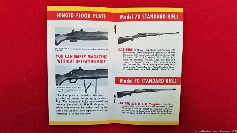 Original Winchester Model 70 Bolt Action Repeating Rifle Flyer 1948 ...